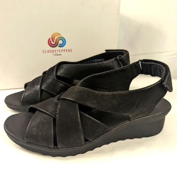 Clarks | Shoes | Clarks Cloudsteppers Caddell Jena Black Sandals | Poshmark